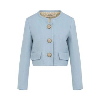 Valentino Garavani Femme, Vestes, Bleu, Taille: 36 FR Veste Courte en Tweed