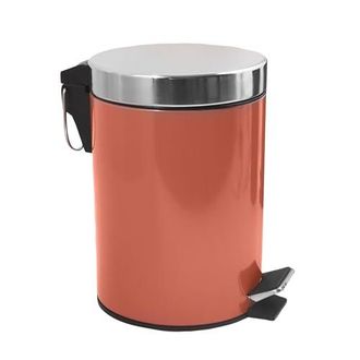 MSV Poubelle Cosmétique Salle de Bain - Acier Inoxydable avec Seau Intérieur Amovible - Poubelle à Pédale Élégante - Compacte et Pratique - Terre cuite - 