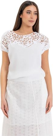 Kocca Femme, Blouses et Chemises, Blanc, Taille: 38 FR Haut &agrave; manches courte coupe fluide