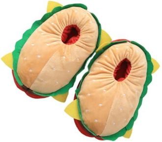 Hemoton Pantoufles Hiver Chaudes Burger Originales pour Femmes Semelle &Eacute;paisse Antid&eacute;rapante Confort Int&eacute;rieur Douillet Style Amusant pour Maison