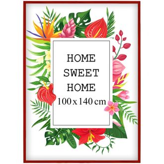 MG Design Rot Bilderrahmen 100 x 140 cm - Aus echtem Holz mit Acrylglas, zum Aufh&auml;ngen & Aufstellen, f&uuml;r Fotos, Poster & Puzzle