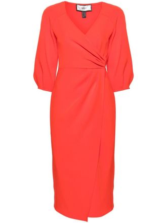 Nissa robe portefeuille &agrave; fronces - Orange