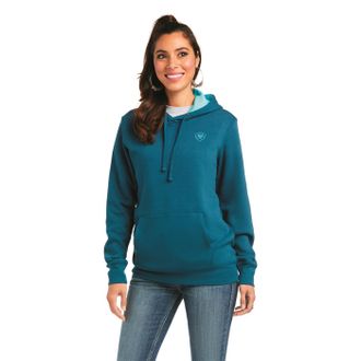 Ariat Damen Kapuzenpullover Sweatshirt, Logo Blue Heather, M