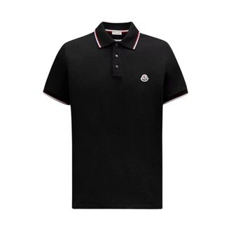Moncler Polohemd mit dreifarbiger Borte - - Tops - Herren - Schwarzk - L