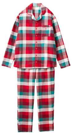 Benetton Herren Pig(Giacca+Pant) 40ep4p00c Pyjamaset, rot, S