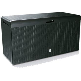 Prosperplast Aufbewahrungsbox Rato Plus Gartenbox 290 L - in Rattan-Optik, mit Deckel, wetterbest&auml;ndiger Kunststoff, f&uuml;r Kissen, Spielzeug & Gartenzubeh&ouml;r, Balkon 