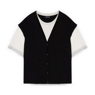 Fiorella Rubino Weste mit kombiniertem T-Shirt - - Tops - Damen - Schwarzk - L