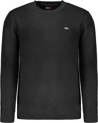 Tommy Hilfiger Homme, Pulls, Noir, Taille: XL Pull en Coton Noir à Manches Longues