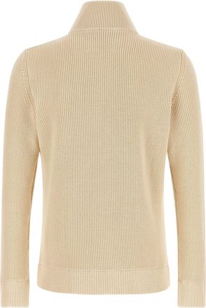 Maison Margiela Ribbed Wool-Cotton Knit Cardigan - Beige