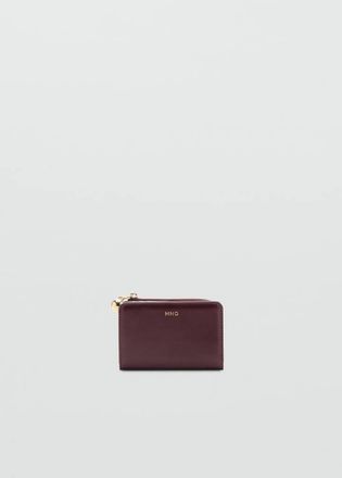Mango Petit portefeuille avec mini perles bordeaux - Femme - Taille unique - MANGO