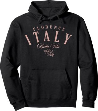 Trendy Apparel Florence Italy Bella Vita Line Art Rose Pullover Hoodie