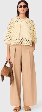 Maje H&auml;kelcardigan Mit Strass - Gelb - Maje