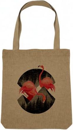 Fabulous Sac Shopping Tote Bag Aspect Lin - Flamand Rose Pyramides Egypte Collage Art Surr&eacute;alisme - Sac de Courses Toile Epaisse 360g Beige Naturel Cabas Port&eacute;