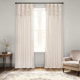 Half Price Drapes Geraffte Vorh&auml;nge aus Kunstseide f&uuml;r Wohnzimmer, 50 x 84 (1 Panel), PDCH-KBS2-84-RU, gebrochenes Wei&szlig;
