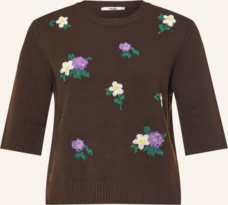 Maje Strickshirt Mit Schmuckperlen braun