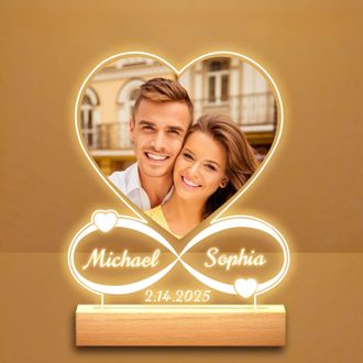 Generic Personalisierter Acryl-Bilderrahmen mit Nachtlicht, personalisierbarer Bilderrahmen für Paare, Familie und Freunde, Geschenk für Jahrestage, Geburtsta