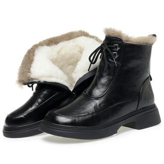 Generic QXDZSW Bottines pour femme - Antid&eacute;rapantes - Chaudes - Chaussures dhiver - Grande taille - Plateforme - Bottes de neige pour femme, Laine noire., 38.