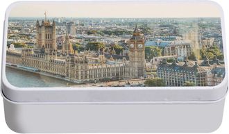 Fabulous Big Ben Metalldose mit Blick auf London - 11 x 18,5 x 5,5 cm - Aufbewahrungsbox, Schl&uuml;ssel, Werkzeug, Brotdose, Zucker, Kekse