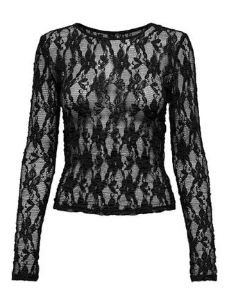 Only Onlalba L/S Lace Top JRS, Noir, M Femmes