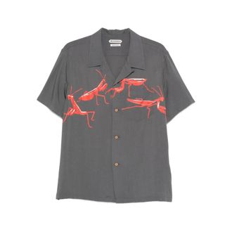 J.W.Anderson Homme, Chemises, Gris, Taille: L Chemise &agrave; Manches Courtes avec Imprim&eacute; Graphique