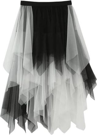 Generic Body m&eacute;tallique pour femme - Taille haute &eacute;lastique - Jupe midi - Jupe superpos&eacute;e irr&eacute;guli&egrave;re en maille - Jupe dHalloween, Rose clair, XL