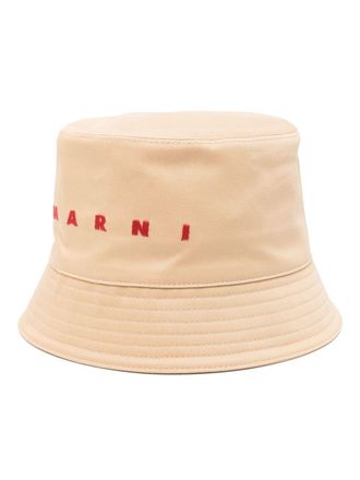 Marni bob en coton &agrave; logo brod&eacute; - Tons neutres