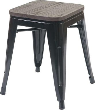 Hhg Hocker HHG 908 inkl. Holz-Sitzfl&auml;che, Metallhocker Sitzhocker, Metall Industriedesign stapelbar schwarz