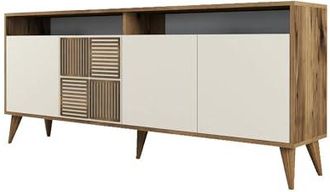 Dmora Anrichte Rotanev 180x35x78,6 cm Braun 2 Böden 6 Fächer, Sideboard