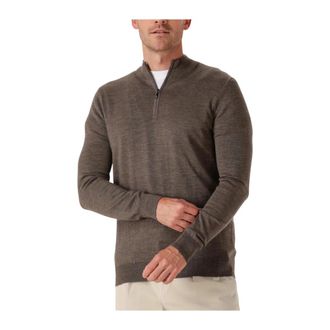 Stefano Lauran Brauner Merinowoll-Halbzip-Pullover - - Knitwear - Herren - Braun - XL