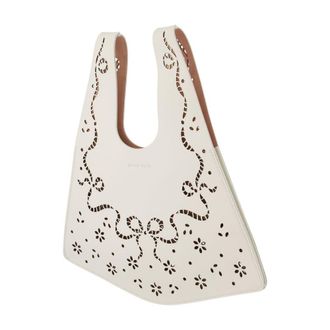 Simone Rocha Womens Mini Lasercut Shopper Bag - Simone Rocha Leather Ivory Calfskin Totes-Shopping-Bags