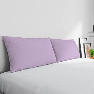 Italian Bed Linen Paar Kissenbez&uuml;ge Max Color 100% Baumwolle, Made in Italy, Gr&ouml;&szlig;e Kissenbezug 50 x 80 cm mit Innenklappe, einfarbig - lila
