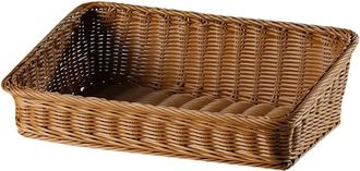 BESTONZON Geflochtener Aufbewahrungskorb Eckig Aufbewahrungskiste Lebensmittel Servierkorb Obstkorb Brotkorb 40x30x12cm Gewebter Regalkorb Desktop Organizer Mul