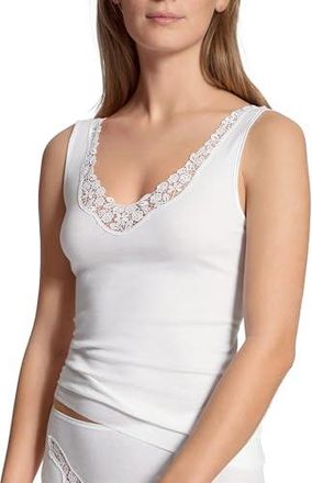 CALIDA Feminin Sense Débardeur dames, encolure en V, 100% coton extrafin, fines côtes, bretelles réglables, sans coutures ni ourlets