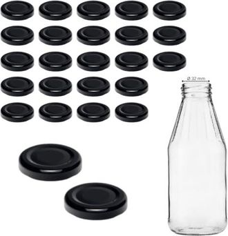 mikken Art 25 Deckel TO43 4,5 cm für Glasflasche Twist-Off Ersatzdeckel Schraubdeckel für Milchflaschen und Saftflaschen Farbe schwarz