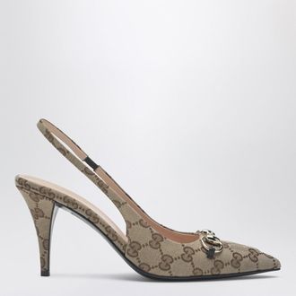 Gucci Slingback-Pumps aus Original GG mit Horsebit