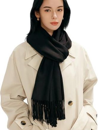 Maamgic Foulard Echarpe xxl echarpe printemps Femme Homme 200 * 70CM Hiver Touché Soyeux Multi-Couleur Elégant Châle Doux pour Mariage Party Soiree, Noir, Tai