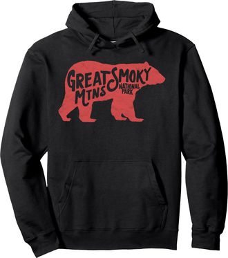 Giant Step Design Co. Vintage Smoky Mountains Retro Black Bear Typography Pullover Hoodie