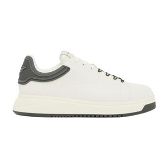 Emporio Armani Homme, Chaussures, Blanc, Taille: 44 EU Leather Baskets