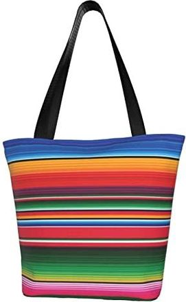 AOOEDM Couverture mexicaine color&eacute;e rayures sac d&eacute;picerie r&eacute;utilisable sac &agrave; provisions sac &agrave; bandouli&egrave;re d&eacute;contract&eacute; sac &agrave; main pour hommes femmes sac de ma