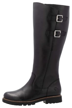 Remonte Winterstiefel REMONTE, Damen, Gr. 39, XL-Schaft, schwarz, Leder, unifarben, Schuhe, Blockabsatz, Stiefel, Langschaftstiefel mit Innenreißverschluss, T