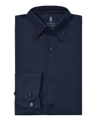 DeSoto Unifarbenes Jersey-Hemd mit Kentkragen, Slim in