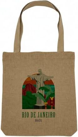 Fabulous Sac Shopping Tote Bag Aspect Lin - Rio de Janeiro Br&eacute;sil Christ Illustration Vacances - Sac de Courses Toile Epaisse 360g Beige Naturel Cabas Port&eacute; Ep
