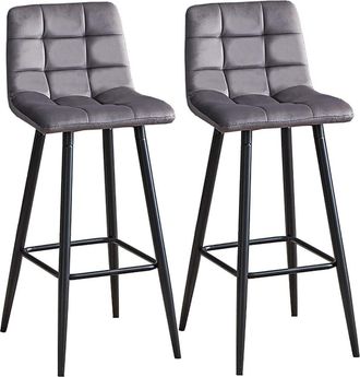 Generic 2er-Set Tresenhocker, hohe Barhocker, 65 cm Sitzh&ouml;he, weiche R&uuml;ckenlehne und Metallbeine