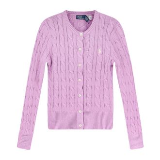 Polo Ralph Lauren Femme, Pulls, Violet, Taille: 40 FR Cardigan Boutonn&eacute; en Tricot Torsad&eacute;