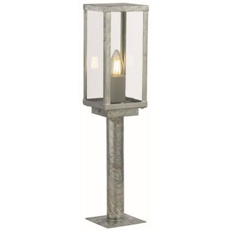 Searchlight Searchlight - Au&szlig;enleuchte Stehlampe Sockelleuchte Glas Baustahl silber verzinkt E27 Garten