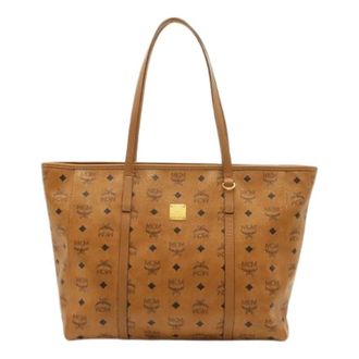 MCM Pre-owned Visetos Toni Sac Cabas en Toile Enduite - Femme - Pre-owned - Brun - Taille: ONE Size