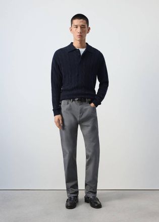 Mango Pull polo 100 % laine maille torsad&eacute;e bleu marine - Homme - XXL - MANGO MAN