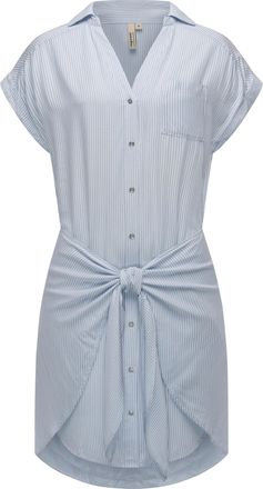 Ragwear Damen Kurzarm Sommerkleid kurzes Blusenkleid mit Taillenband und Brusttasche Bahaya Stripe YOUMODO Cloud Gr. XS