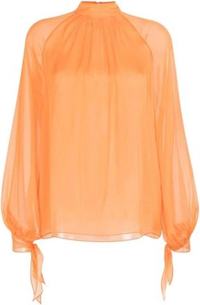 Roberto Cavalli Femme, Blouses et Chemises, Orange, Taille: 36 FR Blouse semi-transparente en soie