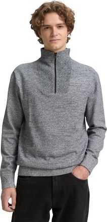 Tom Tailor Tom Tailor Herren 1047962 Troyer Strickpullover aus Baumwolle, 36241-Navy White Mouline, XL